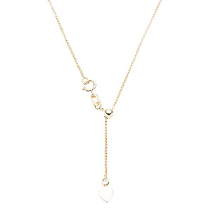 Floreo 10K Yellow Gold Adjustable Wheat Chain Necklace, 24 Inch
