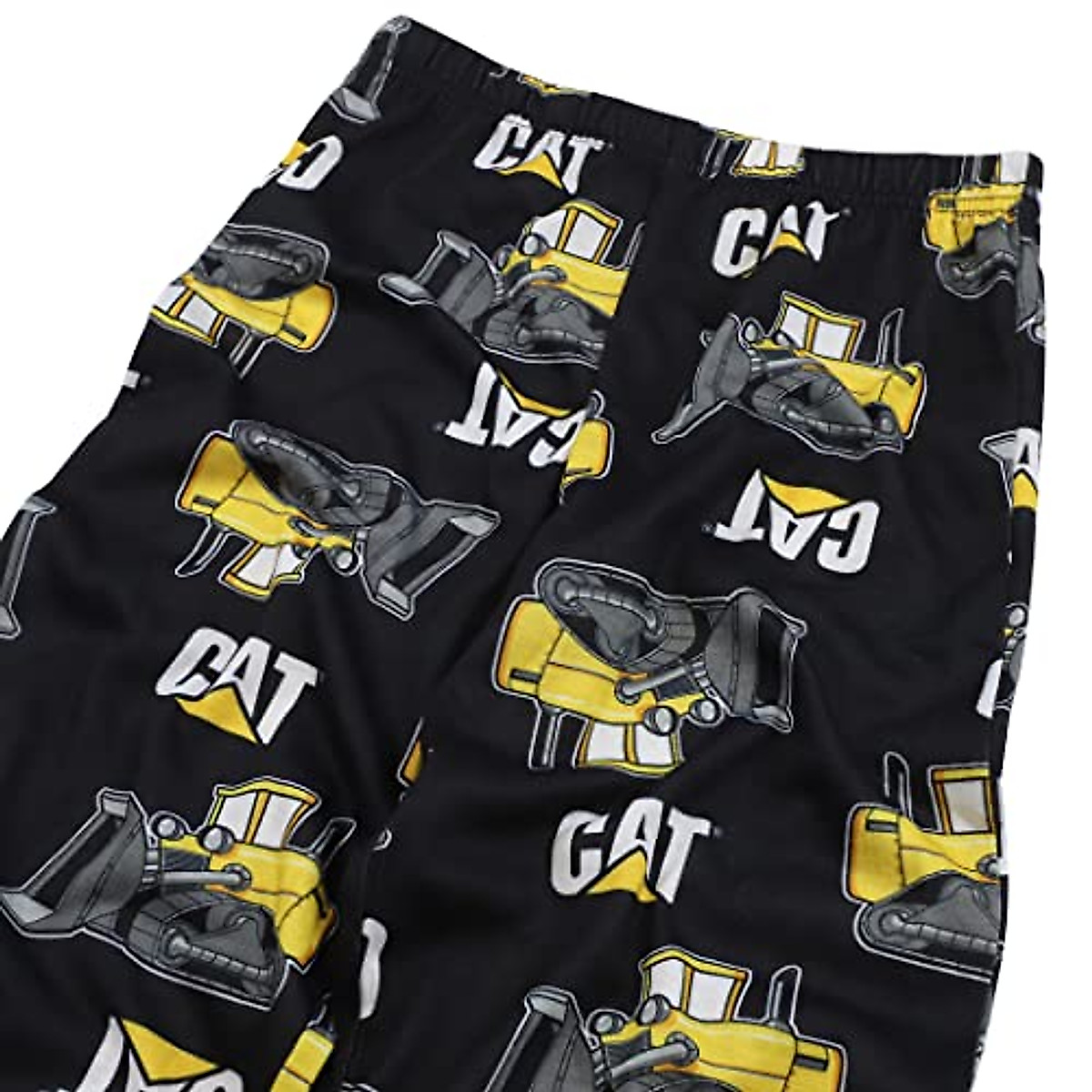 Caterpillar Boys' 2-Piece Loose-Fit Pajamas Set, CAT & Bulldozer Grid, 4T