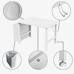 VEDECASA White Wooden Under Desk Printer Stand Holder with Storage Bin Headphone Hook for Home Office, Multi Purpose Organizer Modern Desktop Printer Shelf with Adjustable Anti-Skid Pads (White)