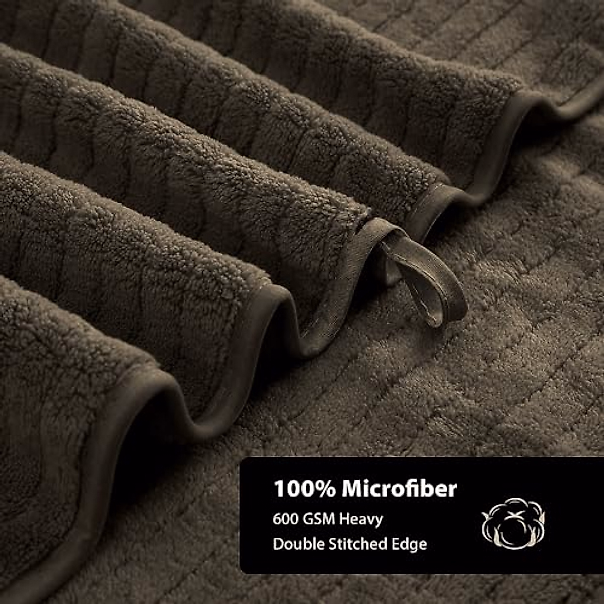 4-Piece Washcloths Towels Set, 100% Microfiber Premium Quality Towels for Bathroom, Quick Dry Soft and Absorbent Face Towel, Set Includes 4 Wash Cloths (Brown)