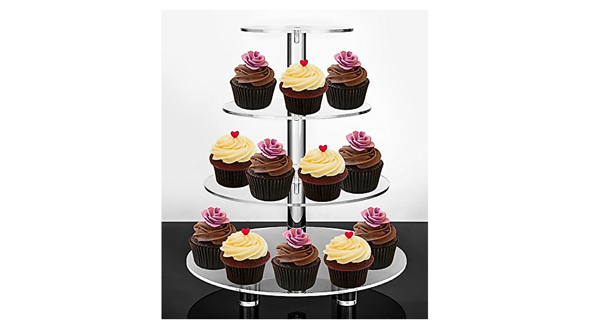 Jusalpha 4 Tier Acrylic Cake Stand for All Occasions