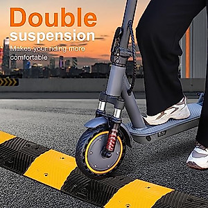 VOLPAM Electric Scooter with Dual Suspension, 21/19 Mph Top Speed, Up to 27/20 Miles Long-Range, 500W/350W Motor, Portable Folding Commuting Scooter with Double Braking System and App