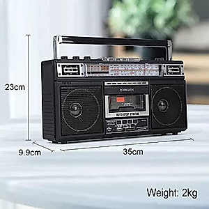 Portable Cassette Player Boombox AM/FM/SW1/SW2 Radio Tape Player Recorder with Bluetooth Microphone