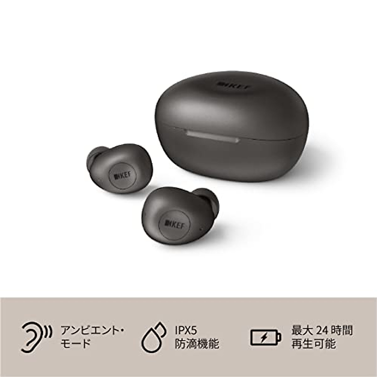 KEF Mu3 Noise Cancelling True Wireless Earphones (Charcoal)