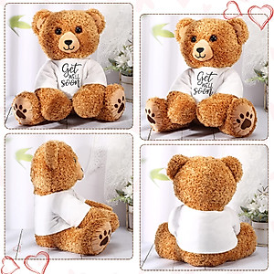 Get Well Soon Bear 16 Inch Bear Stuffed Animals with White T-Shirt Feel Well Soft Bear Plush Hospital Gifts for Boy and Girl (Classic Style)