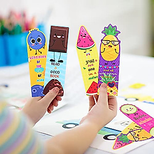 craftshou 120 Pcs Fruit Scented Bookmarks for Kids Scratch and Sniff Bookmark Fun Bookmarks 15 Styles Fruit Snack Pattern Bookmarks for Girls Boys Supplies