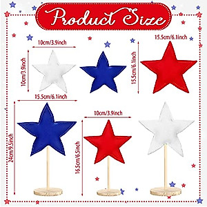5 Set Star Patriotic Wood Stand Patriotic Tiered Tray Decor Fabric Star 4th of July Wood Signs Independence Day Signs American Star Decor for Independence Day Decor (Stylish Style)