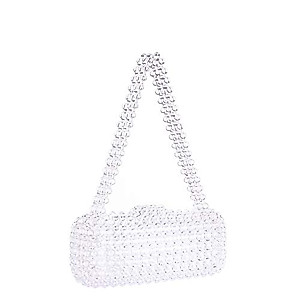 YUSHINY Women Candy Color Beaded Acrylic Handbag Evening Handmade Bags for Wedding Party (Clear)