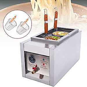 2 Hole Noodle Cooking Machine Commercial Pasta Cooker Pasta Makers 2KW Noodle Oven Pasta Cooking Tool Kitchen Stainless Steel Blade Noodle Dumpling Maker with Noodle Filter
