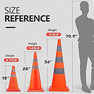 BATTIFE [4 Pack] 18'' inch Collapsible Traffic Safety Cones, Orange Cones, Multi Purpose Pop-up Cones with Reflective Collar, for Road Parking, Driving Practice