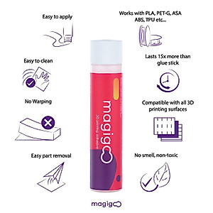 Magigoo, MO2018 3D Printer Adhesive Glue – Reduces Warping for ABS, PLA, PETG, HIPS, ASA, and TPU Filaments – Flex Plate, Glass, PEI, Buildtak, and Kapton Compatible - All-in-One Solution (4 fl. oz)