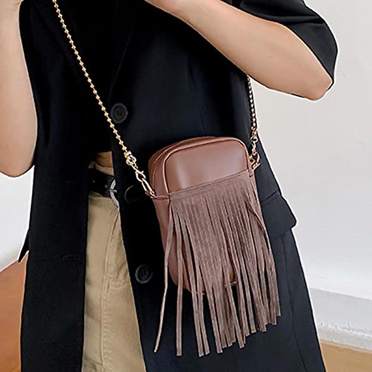 Satchel Bags for Women Crossbody Leather Shoulder Classic Small Capacity Leather Messenger Bag Chain Strap Clutch Bags, Brown