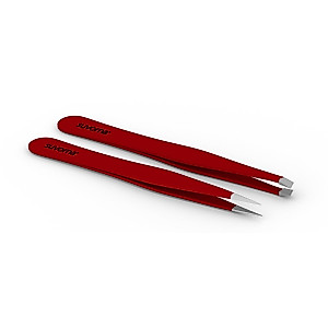Suvorna 4" Precision Aligned Professional Tweezers Color Sets with Premium Stainless Steel. One Sharp Pointed Pair and One Straight Tip Pair for Precision Eyebrow Shaping.