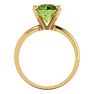 Clara Pucci 2.50ct Round Cut Solitaire Natural Peridot Excellent Engagement Bridal Promise Anniversary Ring in 18K Yellow Gold Size 9.25