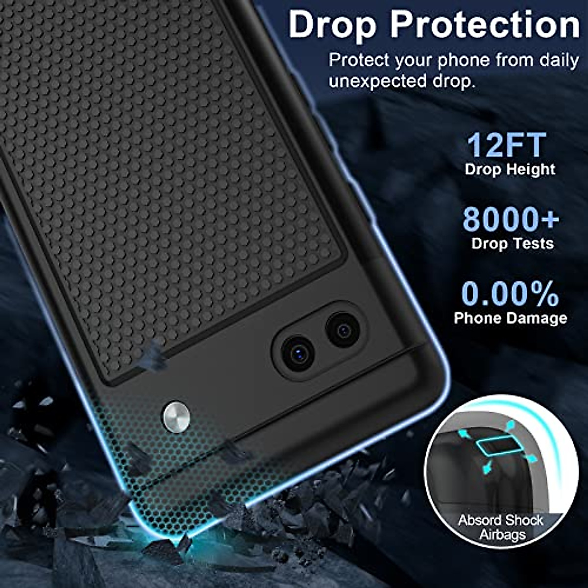 JXVM for Google Pixel 6a Phone Case: Dual Layer Protective Heavy Duty Cell Phone Cover Shockproof Rugged with Non Slip Textured Back - Military Drop Protection Bumper Tough - 6.1inch (Matte Black)