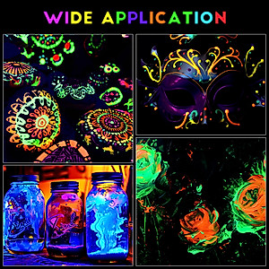 FansArriche Glow in the Dark Fabric Paints, 18 Colors x 20 ml 3D Waterproof Acrylic Textile Paint Markers, Glow in Dark Paint Pen, DIY Neon Fabric Paints for Clothes, Canvas