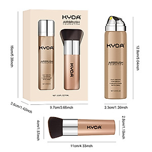 KYDA AirBrush Foundation Spray, Silky Foundation Mist Makeup, Flawless Coverage for Smooth Creamy Nude Finish, Breathable Blendable Lasting Formula, Moisturizing Makeup Primer-#220 Natural Beige