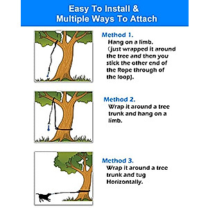 LOOBANI Outdoor Bungee Tug Toy, Dog Toy Hanging from Tree for Small to Large Dogs, Interactive Exercise Play Rope Cord & Tether Tug, Durable Spring Pole Rope for Tug of War, with Chew Rope Toy (Black)