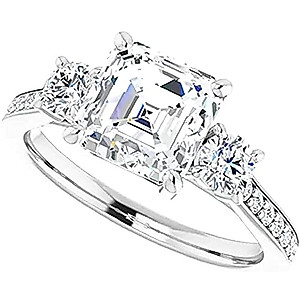 Moissanite World 3-Stone Moissanite Ring Heart 2.0CT, Moissanite Engagement Ring/Moissanite Wedding Ring/Moissanite Bridal Ring Set 925 Sterling Silver Perfact for Gift Or As You Want (11)