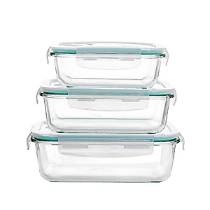 Martha Stewart Rectangular Glass Containers With Snap Lids, Set of 3