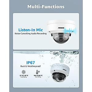 ANNKE 4K PoE Security Camera System with Audio, 12MP H.265+ NVR with 2TB HDD, 4x8MP Ultra HD IP Dome Cam, AI Smart Detection, 100ft Night Vision, IP67 Waterproof&IK08 VandalProof, Remote Access