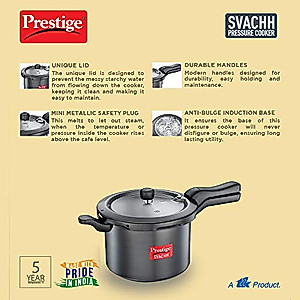 TTK Prestige SVAHA5 Prestige Svachh Pressure Cooker HA 5 L, 5-Liter, Black