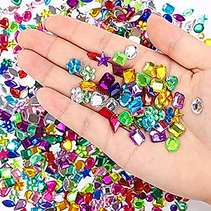 JPSOR 900pcs Craft Gemstone Acrylic Flatback Rhinestones Jewels for Crafting Embellishments Gems, 9 Shapes, 6-13mm