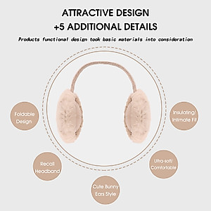 Yuoahcn Women Girls Ear Muffs Fashion Warm Plush Earmuffs Winter Foldable Ear Warmer Windproof Adjustable Earmuff (Khaki)