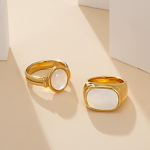 YeGieonr Gold Rings for Women Trendy Non-tarnish Chunky Gold Plated Ring, Waterproof Stainless Steel Gold Jewelry Gift