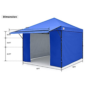 MASTERCANOPY Pop up 10x10 Canopy Tent with Awning and Sidewalls, Blue