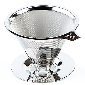 Maranello Caffé Pour Over Coffee Dripper Stainless Steel Reusable Drip Cone Coffee Filter Portable Pour-Over Coffee Maker Paperless Metal Fine Mesh Strainer Coffee Pourover Brewer Camping Coffee Maker