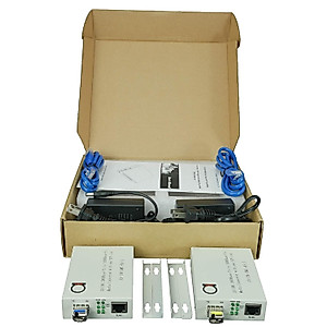 Single Mode LC WDM Single Fiber Bi-Di Gigabit Media Converter - Built-in Fiber Module 20km (12.42 Miles) - to UTP Cat5e Cat6 10/100/1000 RJ-45 - Auto Sensing Gigabit or Fast Ethernet Speed -1 Pair