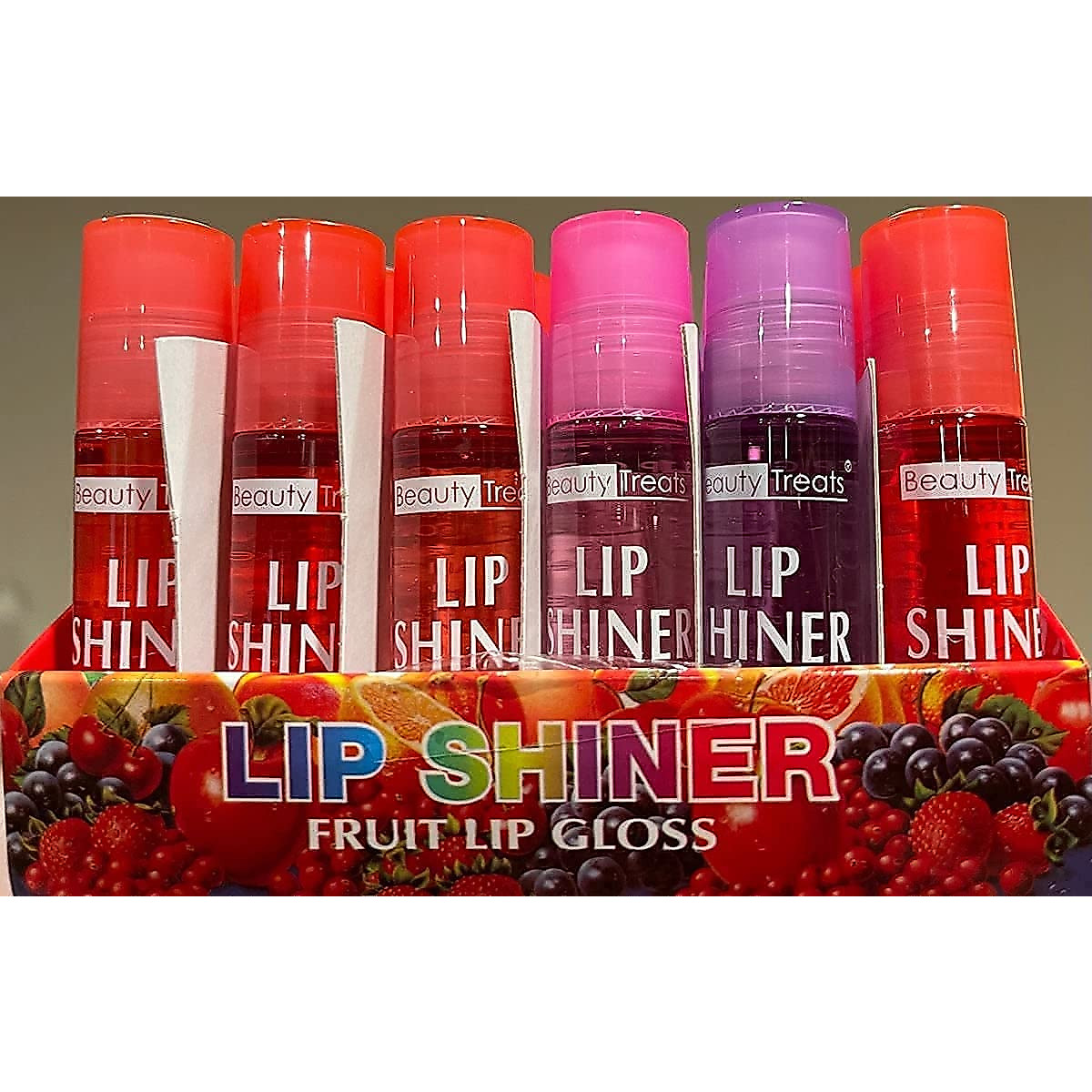 Beauty Treats Lip Shiner Roll-On Fruit Lip Gloss By ; 6 Piece Assortment Set, 0.25Oz / 7G Each