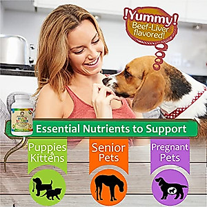 Prenatal Dog Vitamins – Multivitamin for Dogs and Cats with Folic Acid, Minerals and Amino Acids. Ideal for Pregnant, Breast Feeding and Newborn Pets – Senior Dog Supplement, Complete Puppy Vitamins.