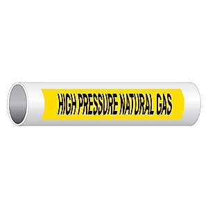 ComplianceSigns.com High Pressure Natural Gas Label Decal, 8x2 in. Vinyl 50-Pack for Hazmat, Pipe Markers