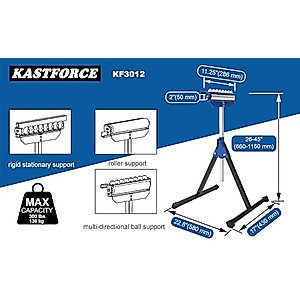 KASTFORCE Heavy-Duty Roller Stand 300 Lbs 136kg Loading Capacity (3 in 1 Roller), Adjustable Miter Saw Extension, Folds Flat for Easy Storage, 2 Inch (50mm) Stainless Steel Roller KF3012
