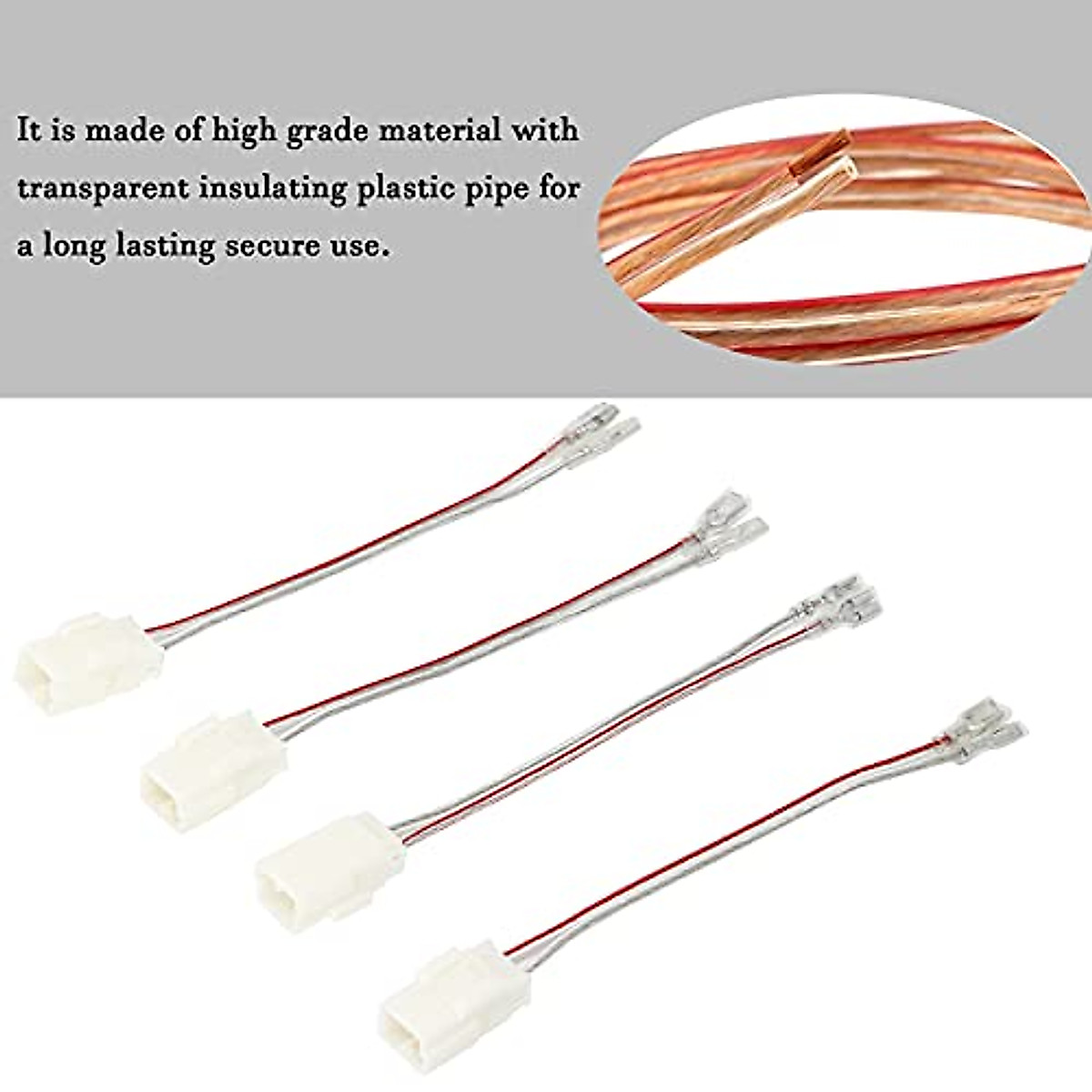 RED WOLF Aftermarket Front Rear Door Speaker Wire Harness Connector Plug Adapter 72-6514 for 2002-2019 Jeep Wrangler JK, Chrysler, Dodge Vehicles 4 PCS