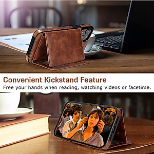 LOHASIC for iPhone 14 Pro Max Wallet Case, Premium Leather Detachable Wallet 5 Card Holder Kickstand Magnetic Protective Cover Compatible with MagSafe Phone Cases for iPhone 14 Pro Max 6.7" - Brown