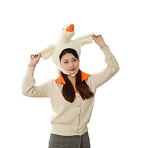 Bestmaple Unisex Adult Kids Lovely Big White Goose Plush Hat Funny Headgear Cosplay Party Photo Hat