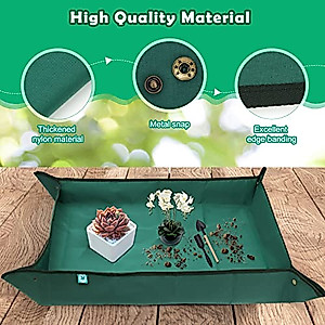 Anglekai Oxford Fabric Plant Repotting Mat 43.3" x 29.5", Waterproof Gardening Transplanting Potting Mat for Indoor, with 7Pcs Succulent Plant Tools Kit with Tarp Mat for Plant