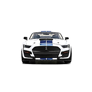 Jada Toys Bigtime Muscle 1:24 2020 Ford Mustang Shelby GT500 Die-cast Car Blue White Stripes, Toys for Kids and Adults