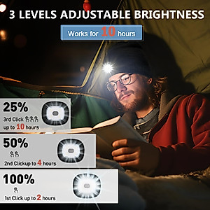 Deilin Beanie with Light, Guy Gifts, LED Beanie Hat with Light Rechargable Flashlight Hat Headlamp Beanie(Black