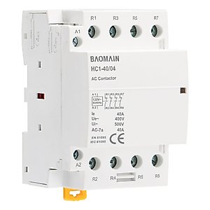 Baomain AC Contactor 40A Coil 4 Pole Universal Circuit Control 35mm DIN Rail Mount HC1-40/04 (4NC, AC 110V)