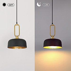 Giiland Industrial Pendant Lighting Fixture, 3-Pack Black Metal Shade Hanging Light for Kitchen Island Dining Room, Adjustable Length Dome Chandeliers