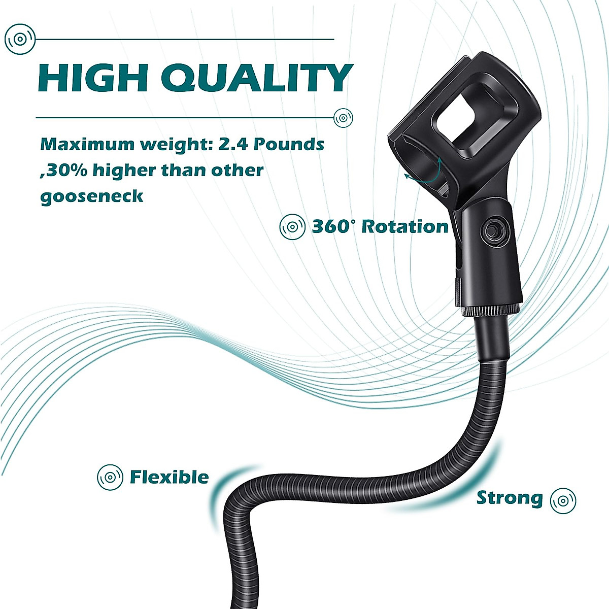 2 Pcs Gooseneck Mic Stand Mic Holder Microphone Stand Mount Adjustable Arm Adapter Podium Microphone Flexible Gooseneck Desktop 3/8 to 5/8 Inch with Clip Desk Clamp Music Recording Equipment