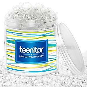 Teenitor Clear Elastic Hair Bands,2000pcs Mini Hair Rubber Bands,Hair Ties, Soft Hair Elastics Ties, 2mm in Width and 30mm in Length