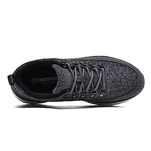 konhill Women's Winter Walking Shoes Comfortable Fashion Sneakers Warm Lining Arch Support Outdoor Shoes 8 US Dark Grey