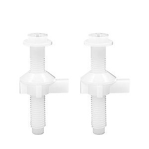 2PCS Universal Toilet Seat Screws, White Plastic Toilet Seat Hinge Bolt Screws with Nuts Replacement, Diameter 3/8 Inch Toilet Seat Bolt Hardware Kit for Top Mount Toilet Seat Hinges