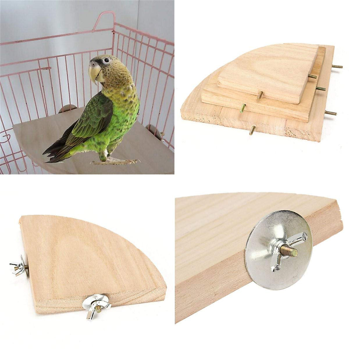 AOOF Wooden Coin Parrot Bird Cage Perches Stand Platform Pet Budgie Hanging Toy Pet Toys (Color : L)
