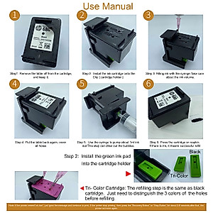 F-ink 5 Bottles Ink and Ink Refill Kits Compatible with Hp Inkjet Ink Cartridges 67XL 662XL 664XL 60XL 61XL 62XL 63XL 64XL 65XL 92XL 94XL 901XL-Ink Tools for Reuse The Cartridge